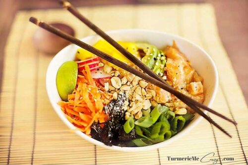 The MOST AMAZING Hawaiian inspired Salmon Poke Bowl - TurmericMeCrazy